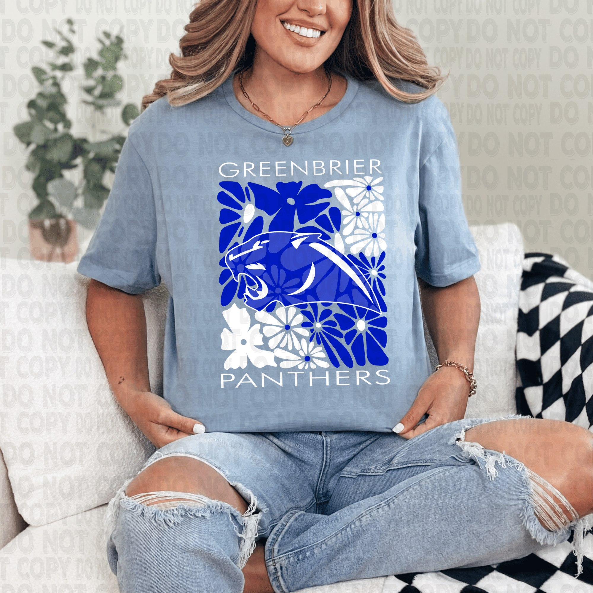 Greenbrier Panthers Abstract Floral DTF Transfer – Grace DTF Transfers