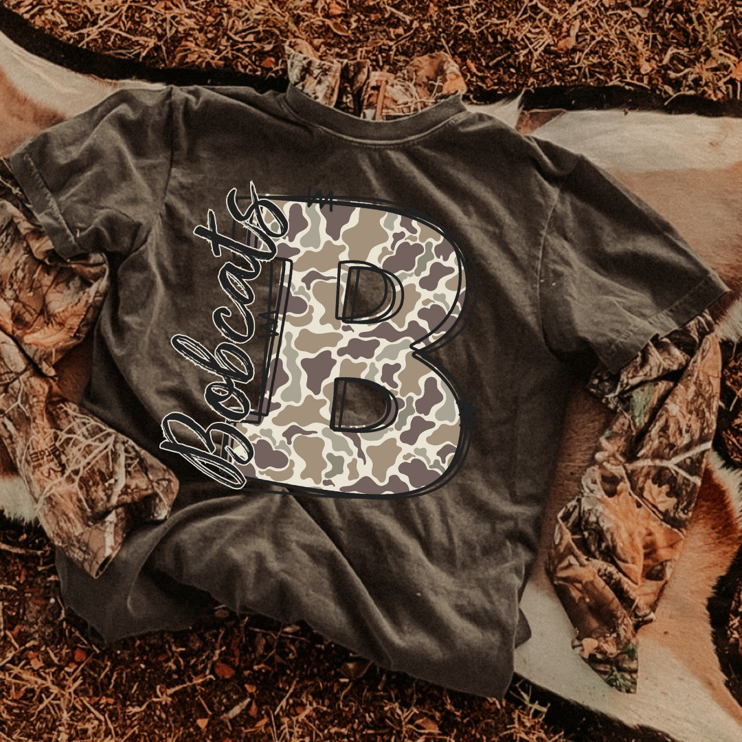 *Custom Camo Letter Mascot DTF Transfer – Grace DTF Transfers