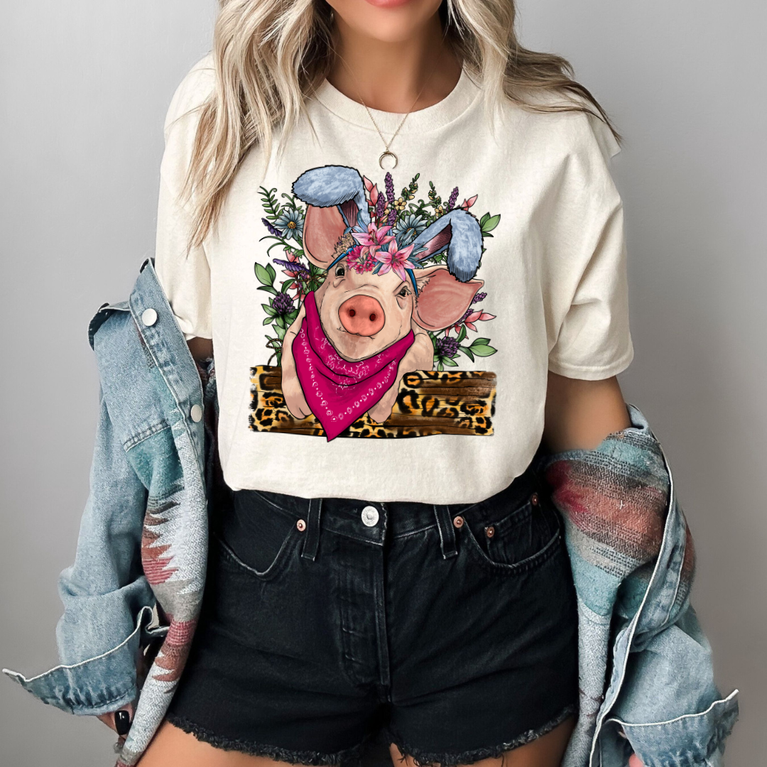 Piggy Easter Bunny DTF Transfer – Grace DTF Transfers