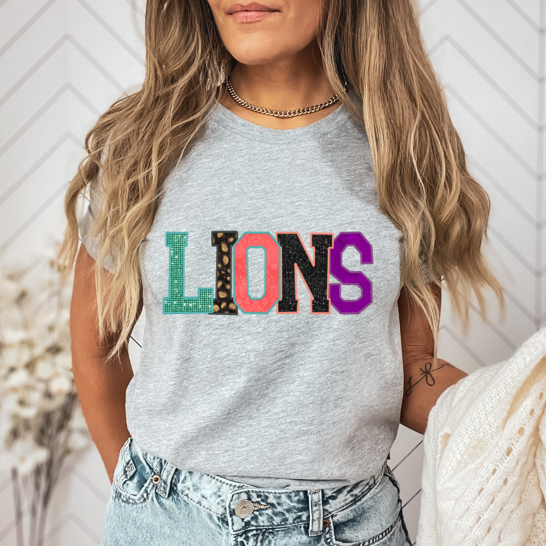 Lions Rhinestone Letters DTF – Grace DTF Transfers