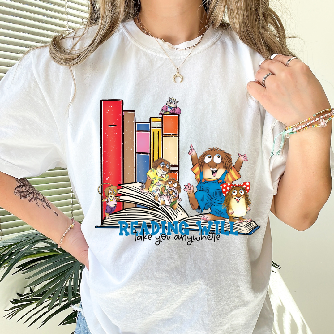 Reading Will Take You Anywhere Classic Cartoons DTF – Grace DTF Transfers