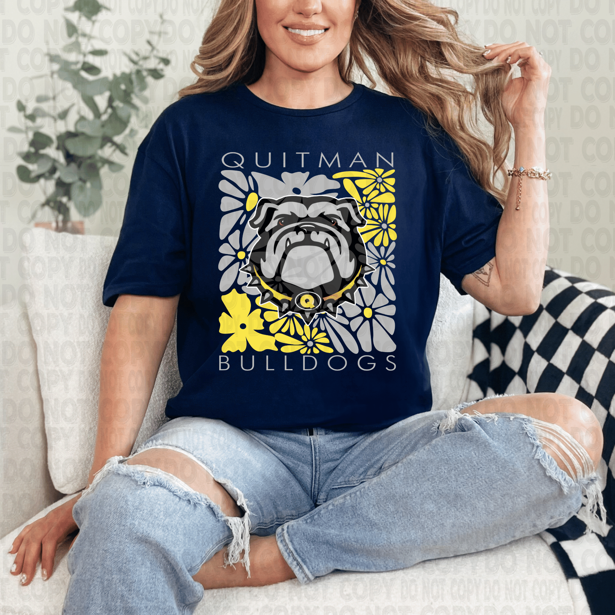 Quitman Bulldogs Abstract Floral DTF Transfer – Grace DTF Transfers