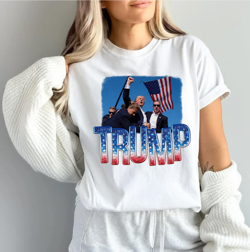 Trump Sparkle Letters DTF Transfer – Grace DTF Transfers