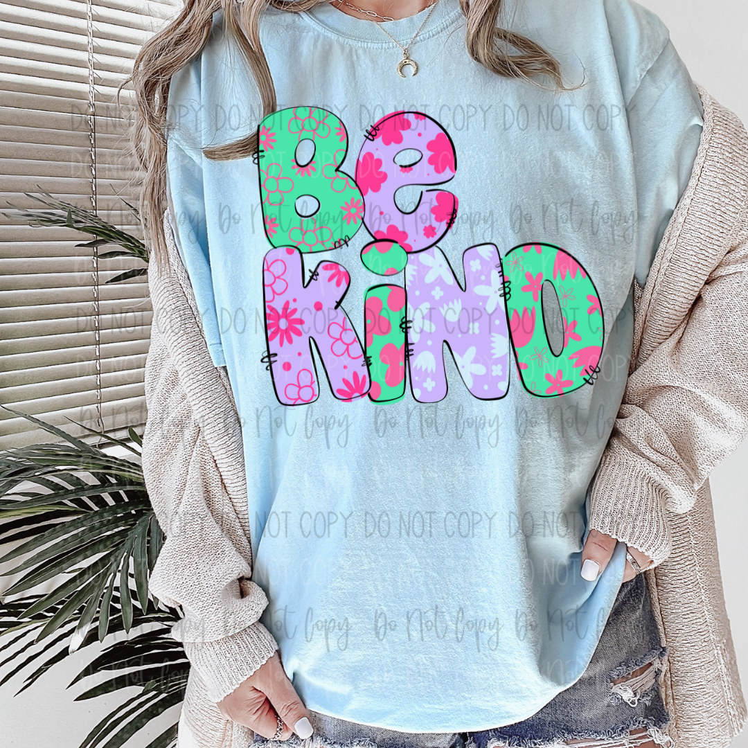 Spring Scribbles Be Kind DTF Transfer – Grace DTF Transfers