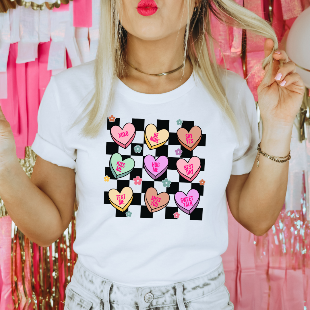 Candy Hearts Flower Power DTF – Grace DTF Transfers