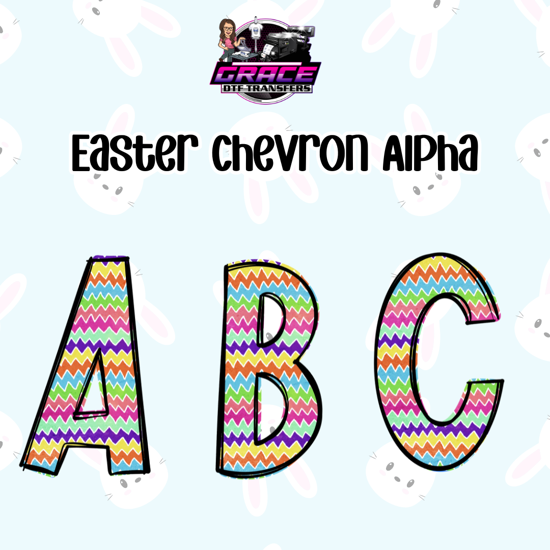 *Easter Chevron Alpha Word DTF – Grace DTF Transfers