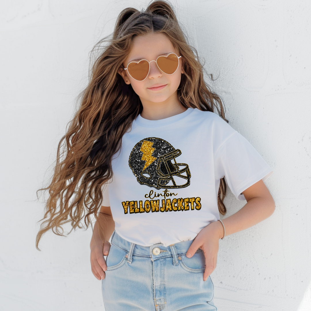 Yellow Jackets Sequin Helmet DTF Transfer – Grace DTF Transfers
