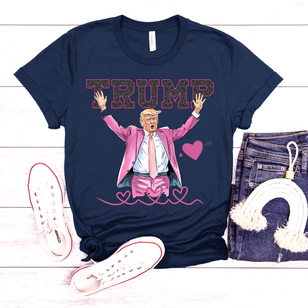 Trump Heart Doodle Pink Sparkle DTF Transfer – Grace DTF Transfers