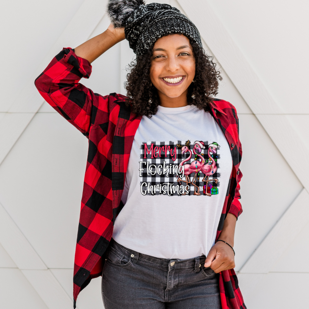 Flamingo Flocking Christmas DTF – Grace DTF Transfers