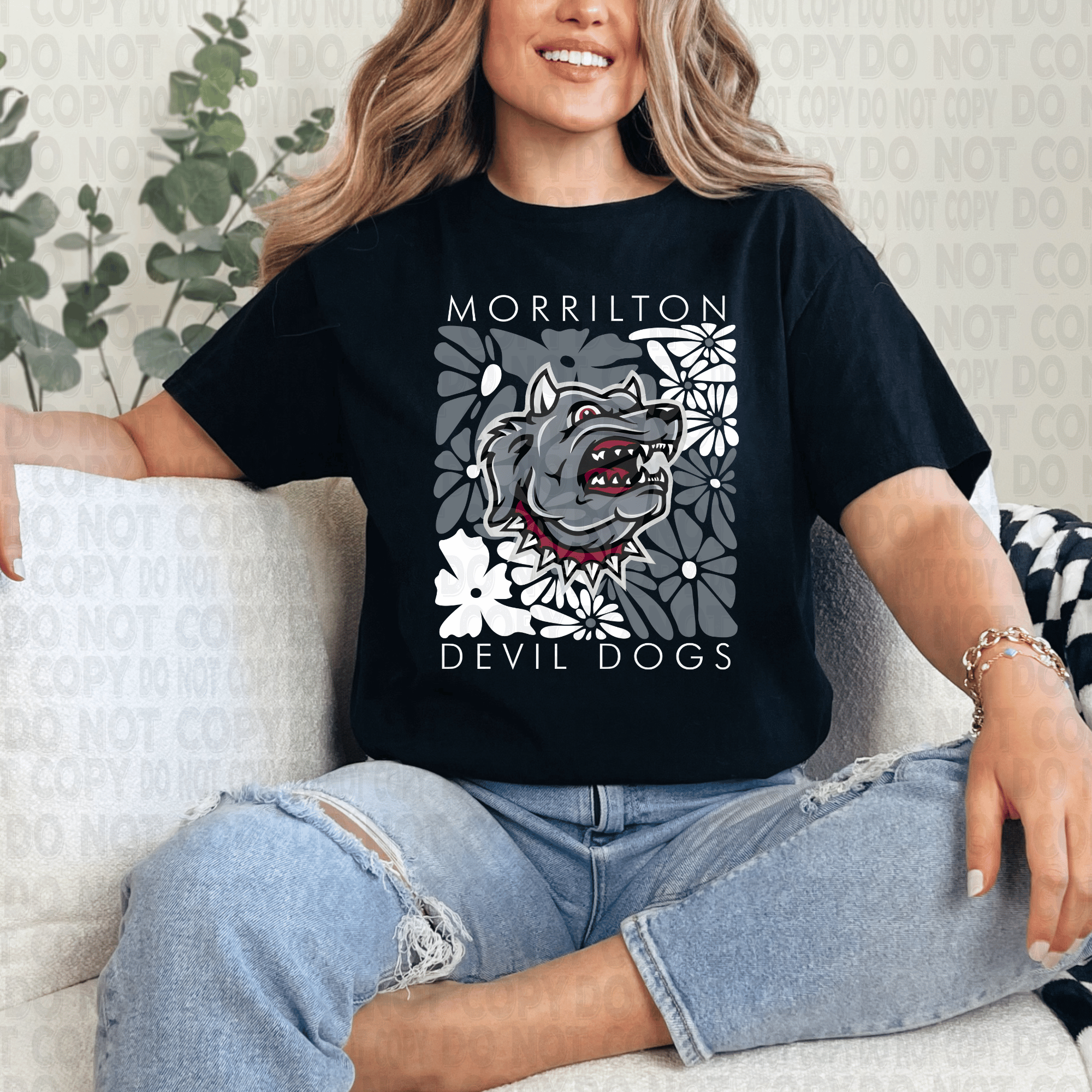 Morrilton Devil Dogs Abstract Floral DTF Transfer – Grace DTF Transfers