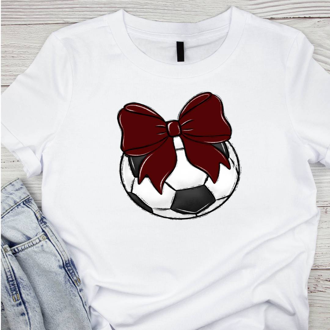 Bows And Balls Soccer Maroon – Grace DTF Transfers