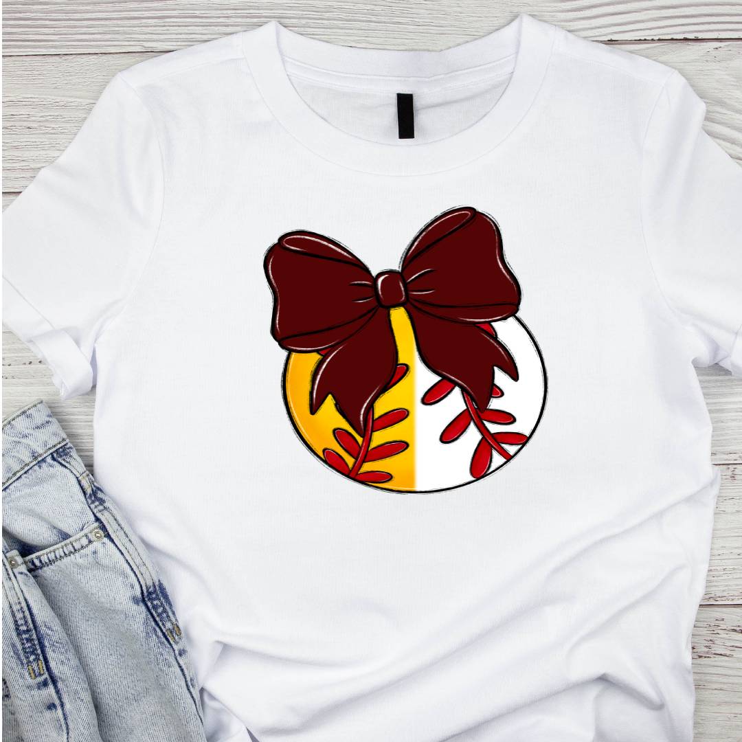 Bows And Balls Split Maroon – Grace DTF Transfers