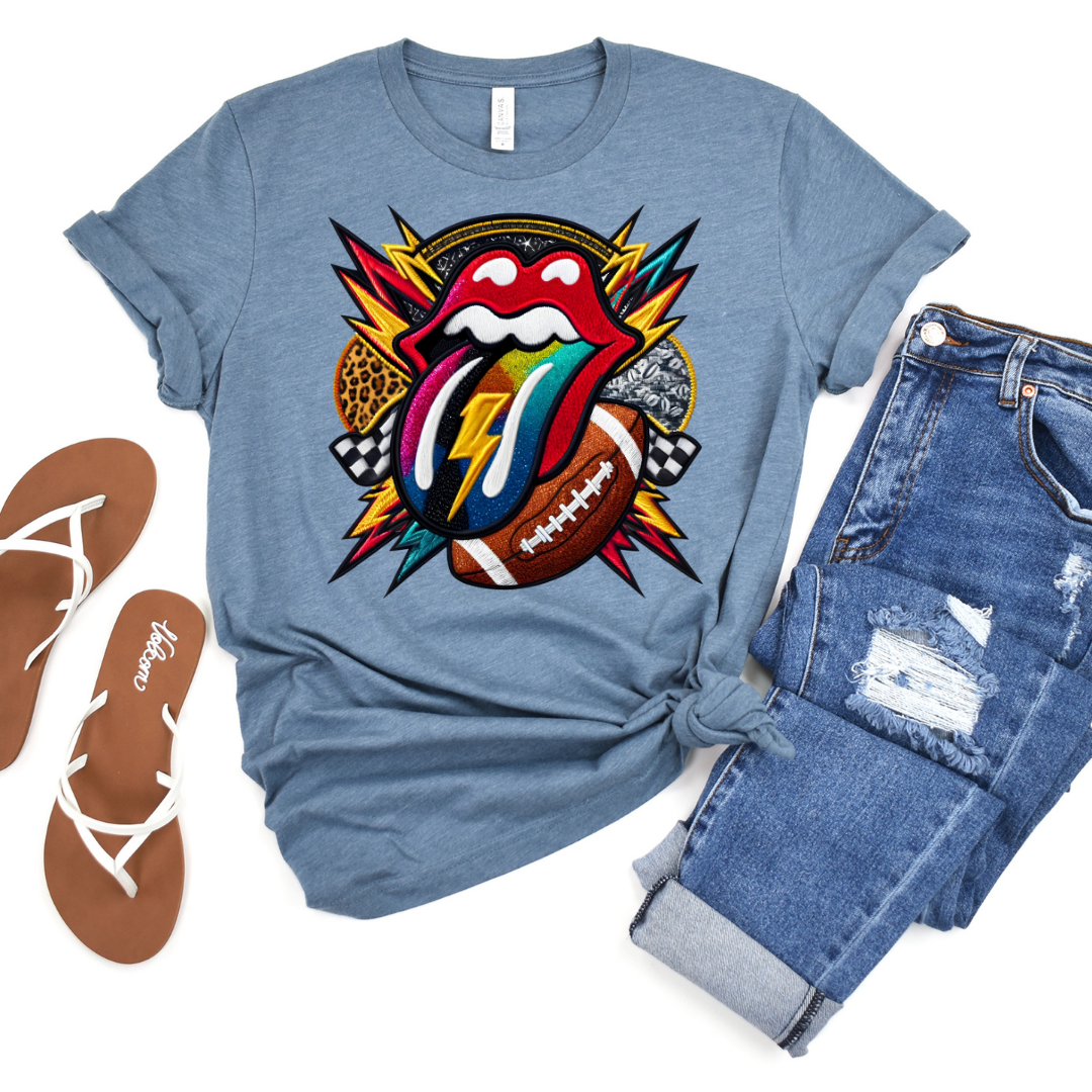 Football Lips Stitch DTF – Grace DTF Transfers