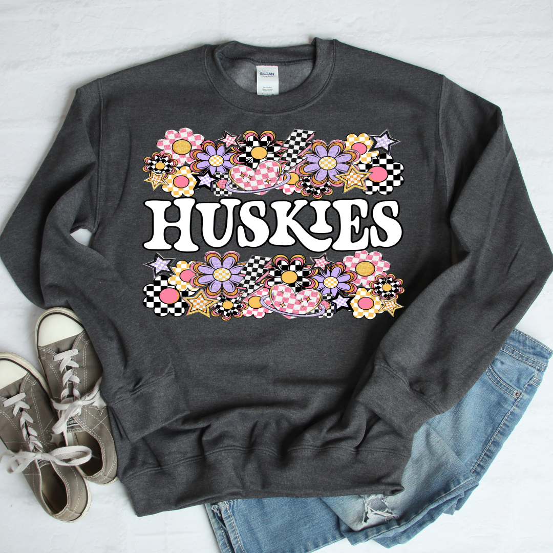 Funky Flowers Mascots Huskies DTF Transfer – Grace DTF Transfers