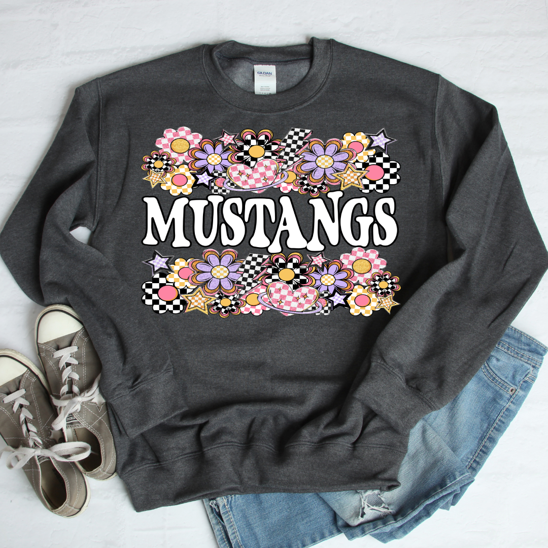 Funky Flowers Mascots Mustangs DTF Transfer – Grace DTF Transfers