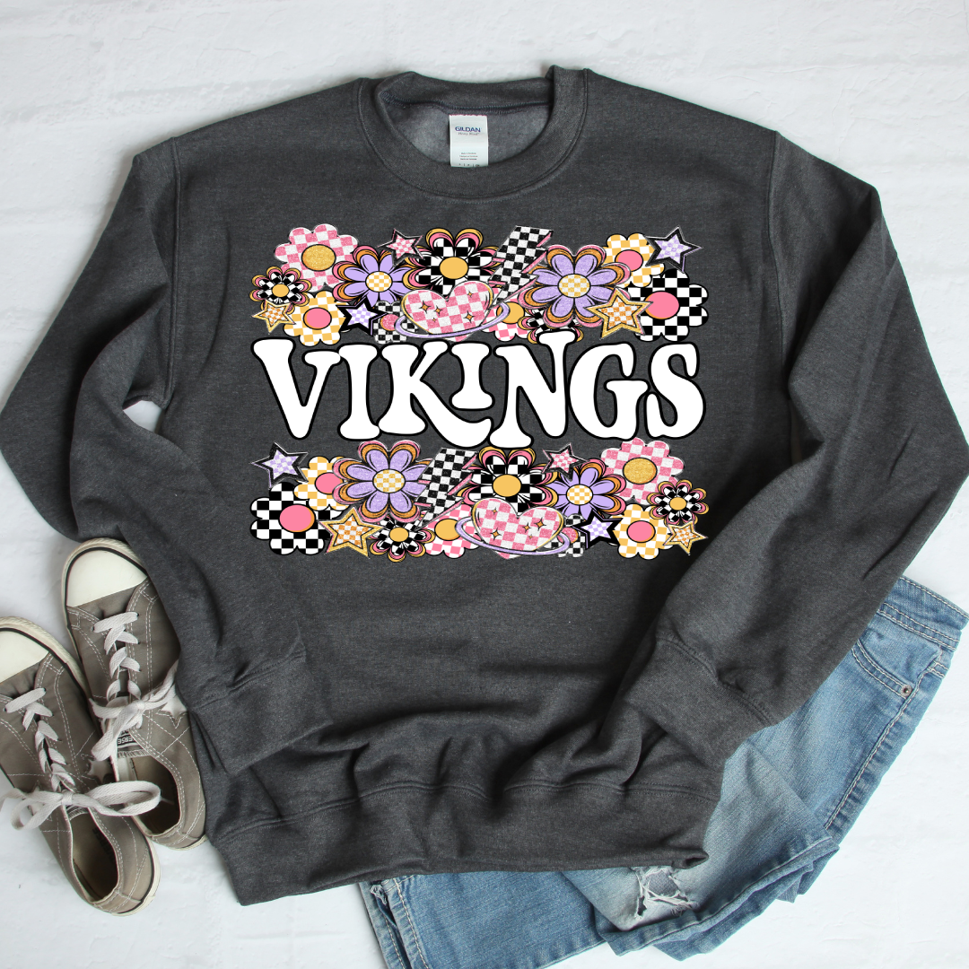 Funky Flowers Mascots Vikings DTF Transfer – Grace DTF Transfers