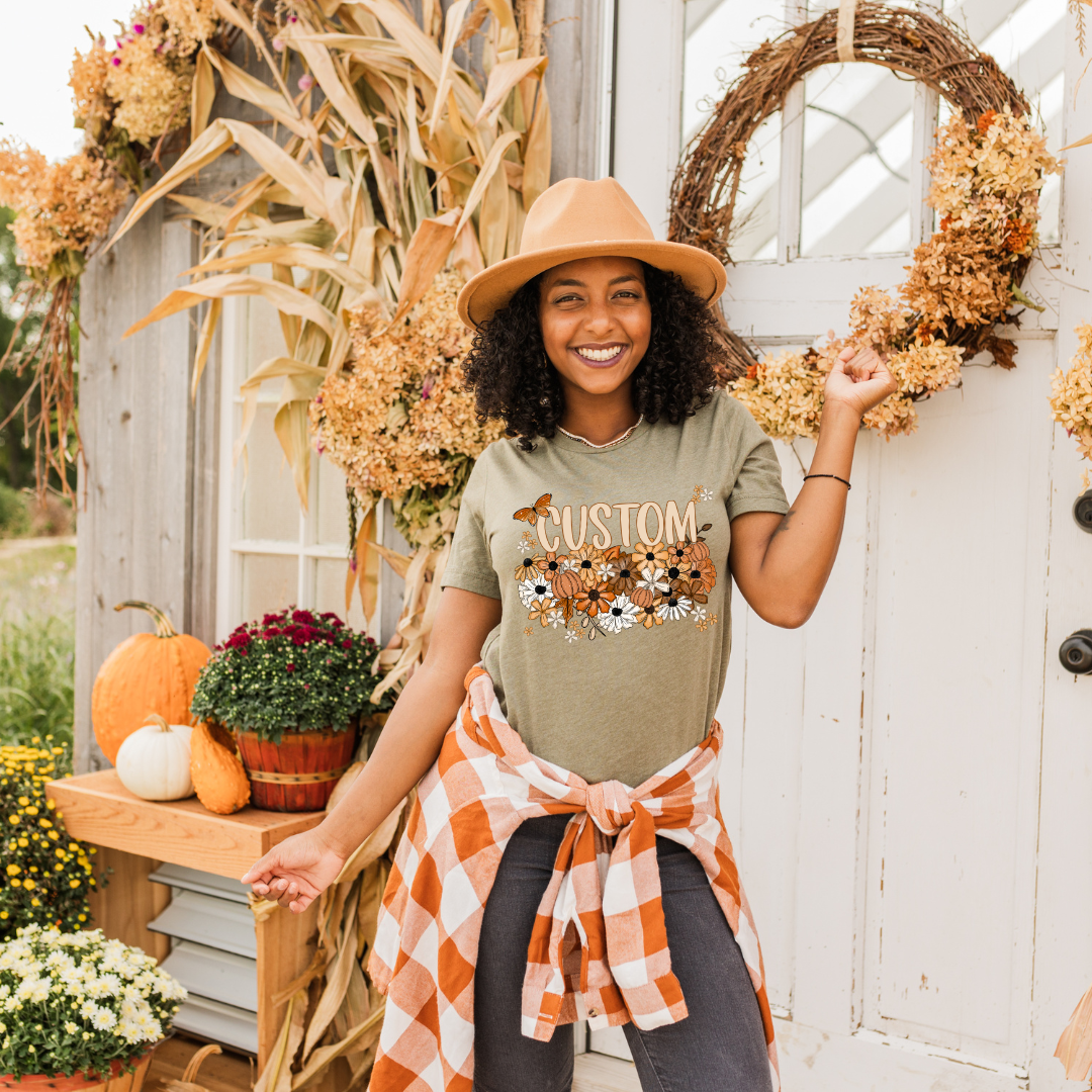 *Custom Autumn Floral Word DTF Transfer – Grace DTF Transfers